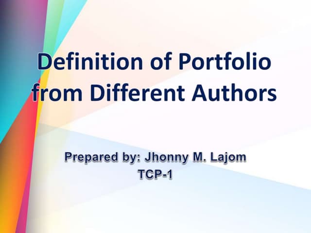 Types of Portfolio | PPTX