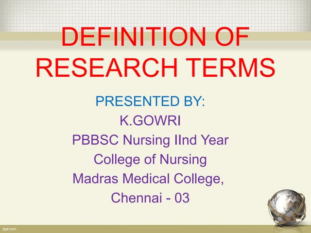 BASIC RESEARCH TERMINOLOGIES | PPTX
