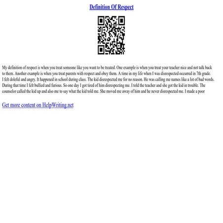 Definition Of Respect | PDF | Family and Relationships