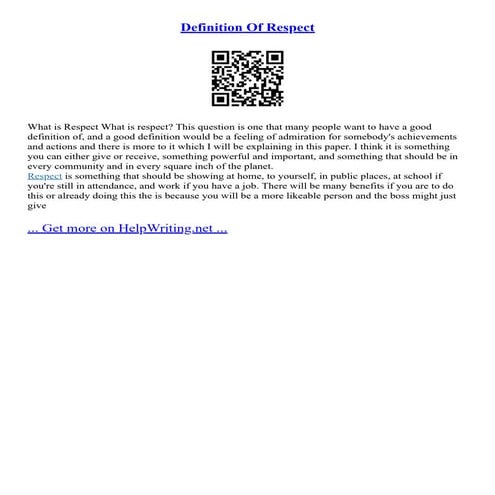 Definition Of Respect | PDF