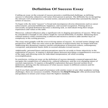Definition Of Success Essay. Give Center School | PDF