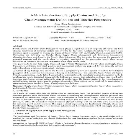 Basic concepts of supply chain management | DOCX