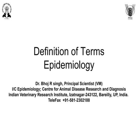 Definitions of important terms in epidemiology | PPTX