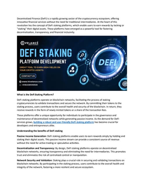 Top DeFi Staking Platform: Key Features & Benefits | PDF