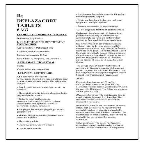 Deflazacort 6mg tablets smpc taj pharmaceuticals | PDF