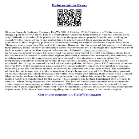 Deforestation Essay | PDF