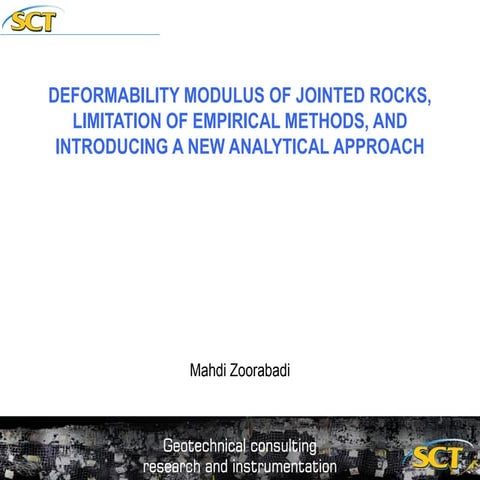 Deformability modulus of jointed rocks, limitation of empirical methods ...