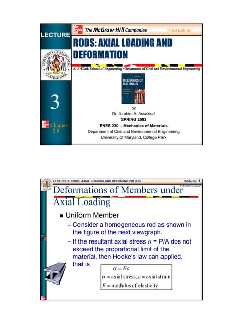 Deflection and member deformation | DOCX | Physics | Science