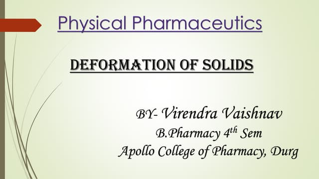 Deformation of solids (Physical Pharmaceutics) | PDF