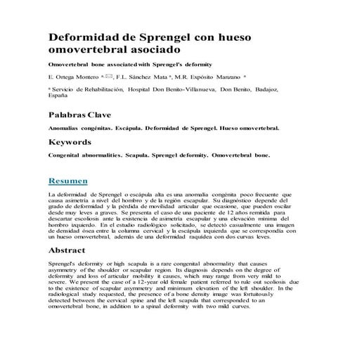Deformidad de sprengel con hueso omovertebral asociado | DOCX