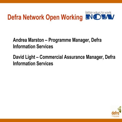 Defra Network Open Working - a CloudStore case study | PPT