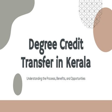 Simplifying Degree Credit Transfer for Students in Kerala | PDF