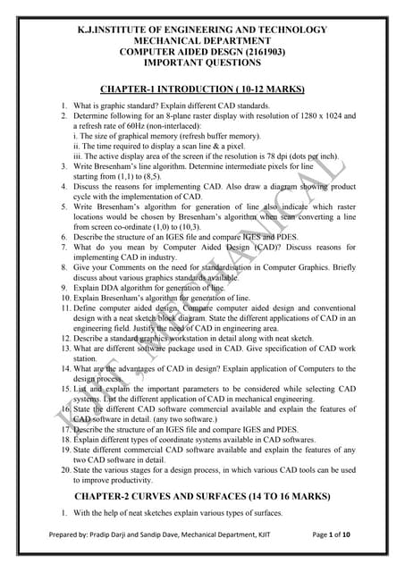 Multiple Choice Questions for CAD/CAM | PDF