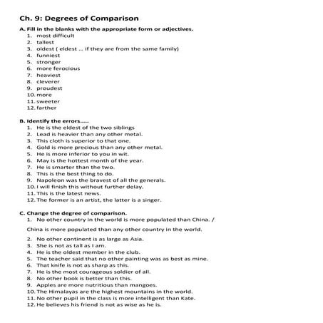 Degrees of comparison notes | PDF