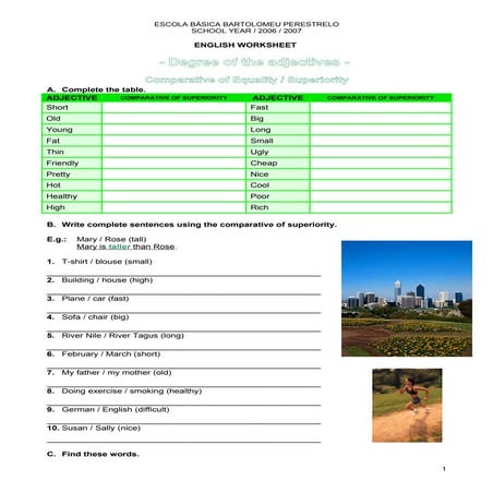 Degrees of the adjectives comp | DOC