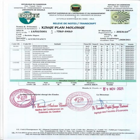 Degree Transcript Pdf