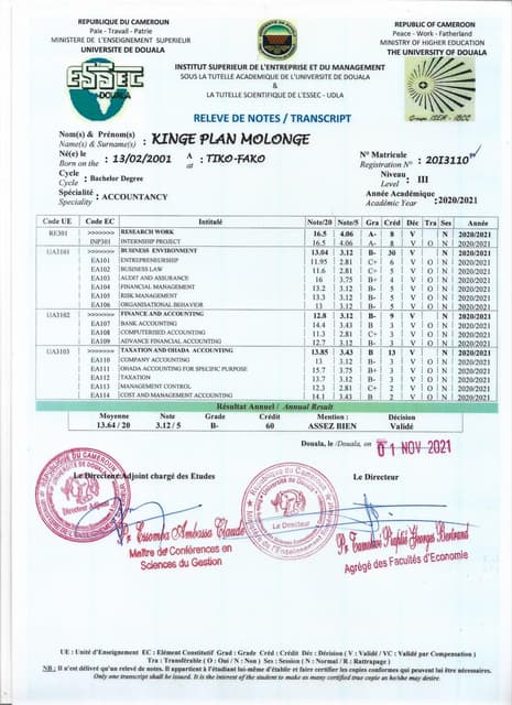 Degree Transcript Pdf