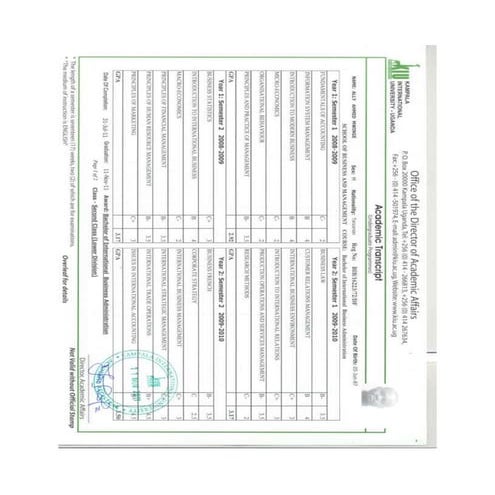 Makerere Degree Transcript 2015 - 2018 , | PDF