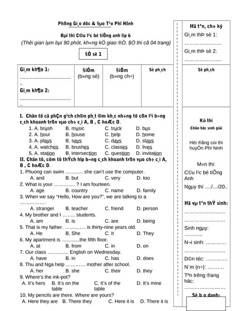 De thi ioe tieng anh lop 5 vong 1 den 35 | PDF