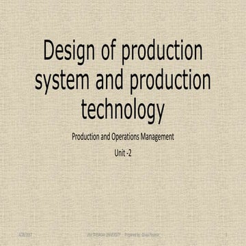 Design of production systems and production technology | PPT