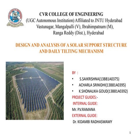 Design and analysis of solar support structure and daily tilting ...