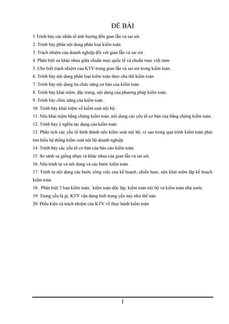Bộ đề thi trắc nghiệm môn Kiểm toán (có đáp án) | PDF