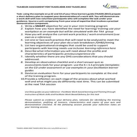 TAEPDD401_AE_Pro2of2_Appx_PDP kills Assessment Project PDP document | DOCX