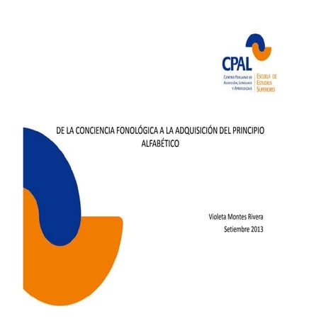 DE LA CONCIENCIA FONOLÓGICA A LA ADQUISICIÓN DEL PRINCIPIO ALFABÉTICO ...
