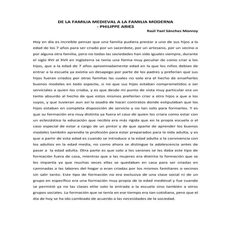 De la familia medieval a la familia moderna | DOCX