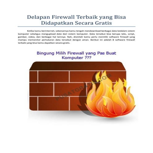 Delapan firewall terbaik yang bisa didapatkan secara gratis | PDF
