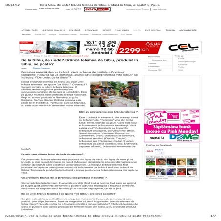 De la Sibiu, de unde, branza telemea de Sibiu, produsa in Sibiu, se poate ?! | PDF