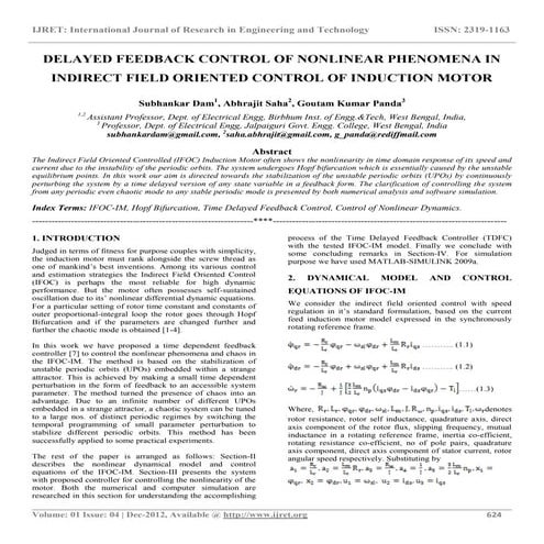 Delayed Feedback Control Of Nonlinear Phenomena In Indirect Field Oriented Control Of Induction
