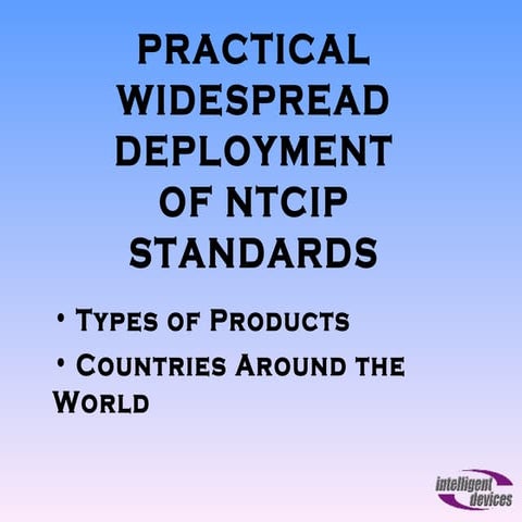 Deployment Of NTCIP | PPT