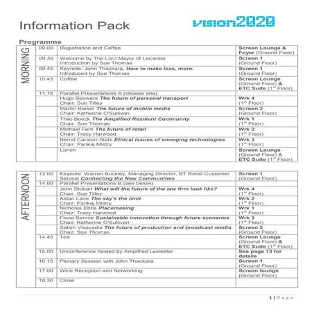 Vision2020 Delegate information pack | PDF