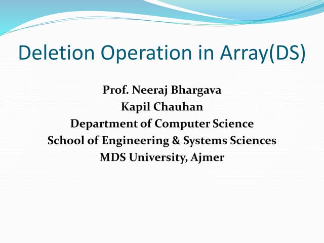 Deletion Operation In Arrayds Ppt 7379