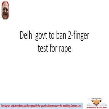 Delhi govt to ban 2 finger test for rape | PPTX