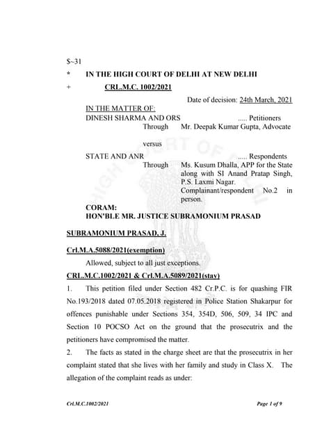 memorial of ipc sec 302 and 326 B | DOCX