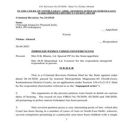 Delhi session court april 25 order | PDF