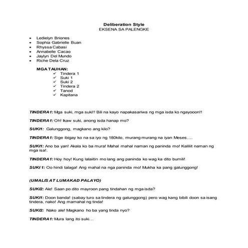 Deliberation style-fili45-skit | PDF