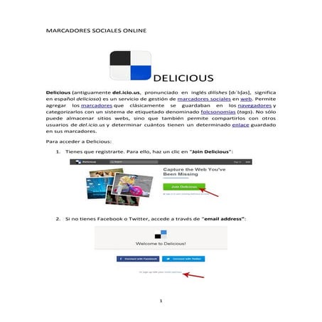 Pasos para registrarse en Delicious .Com