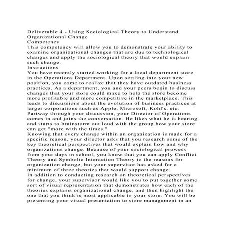 Deliverable 4 - Using Sociological Theory to Understand Organizati.docx