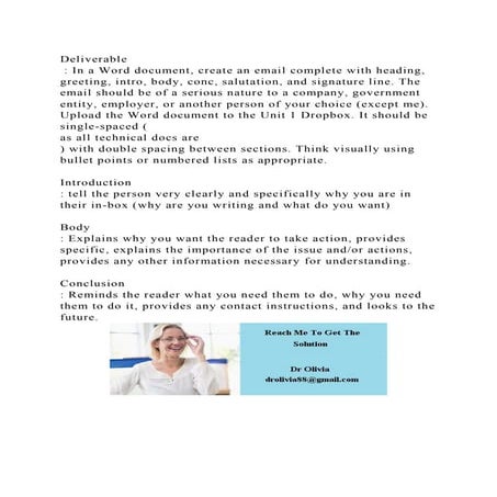 Deliverable In a Word document, create an email complete with he.docx