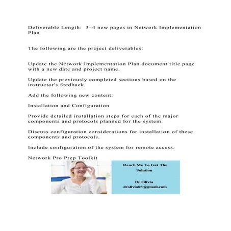 Deliverable Length 3–4 new pages in Network Implementation Plan | DOCX