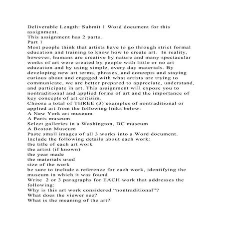 Deliverable Length Submit 1 Word document for this assignment.Thi.docx ...