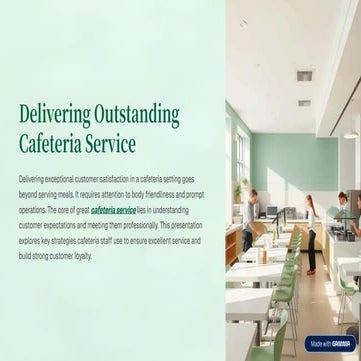 Delivering outstanding Cafeteria Service | PDF