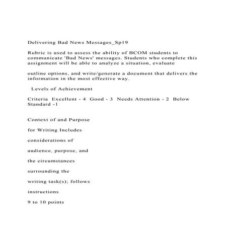 Delivering Bad News Messages_Sp19 Rubric is used to assess.docx