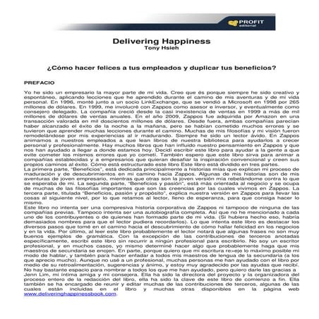 Delivering Happiness de Tony Hsieh | PDF