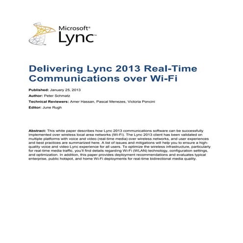 Delivering Microsoft Lync 2013_real-time communications_over_wi-fi | DOC | Technology & Computing