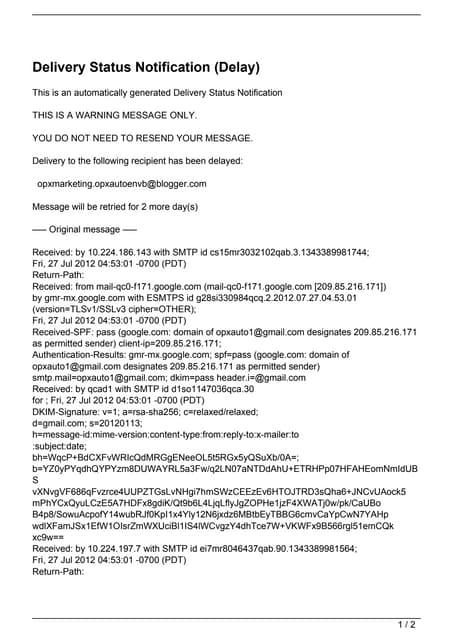 Delivery Status Notification (Delay) | PDF