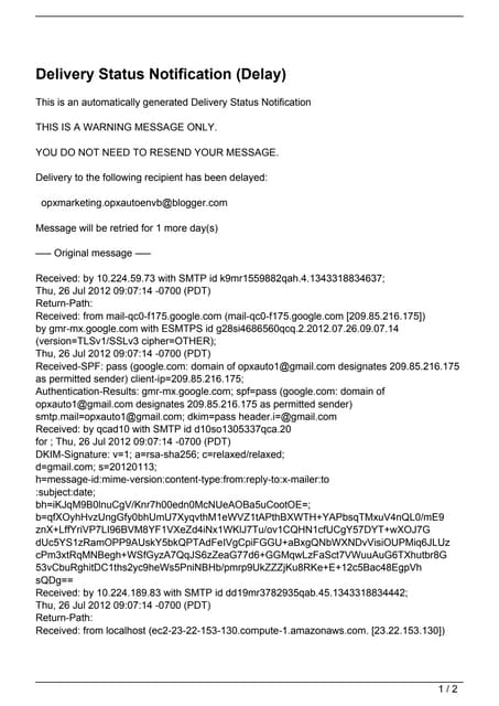 Delivery Status Notification (Delay) | PDF